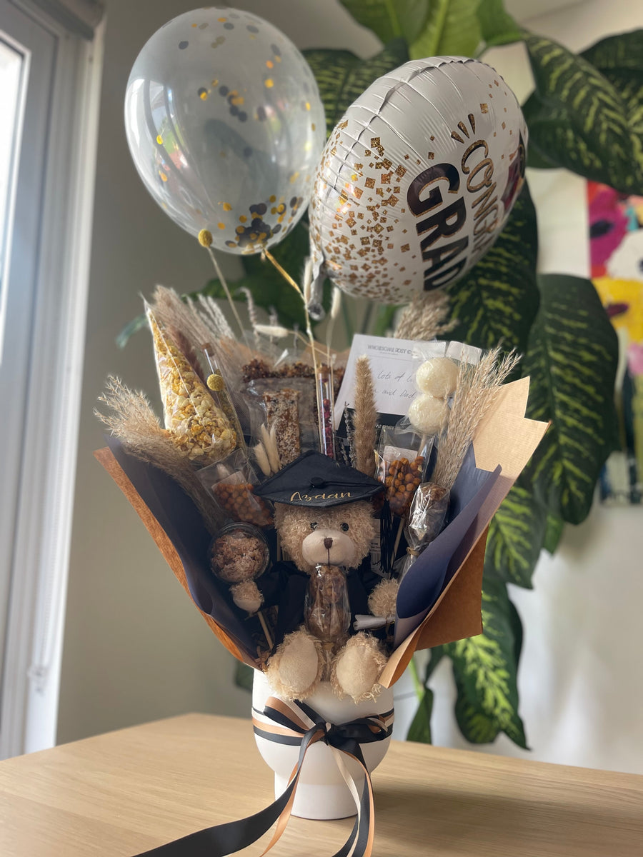 Graduation Hamper Gift with Balloons Sydney – Wholesome Posy Co